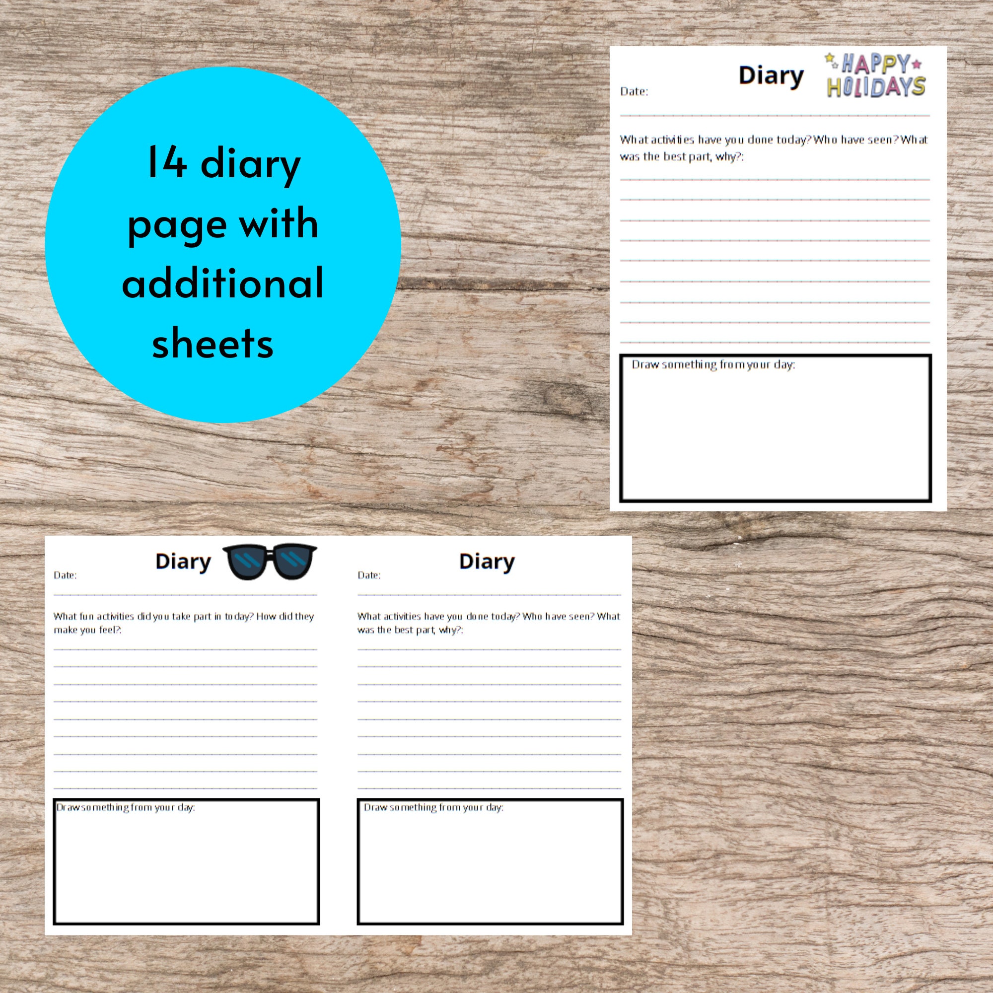 Summer Holiday Diary Printable Kids Vacation Journal With Holiday ...