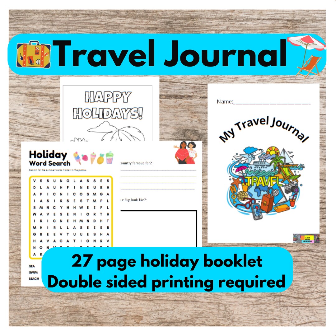 Children's Travel Journal and Activities Includes Printable Diary or ...