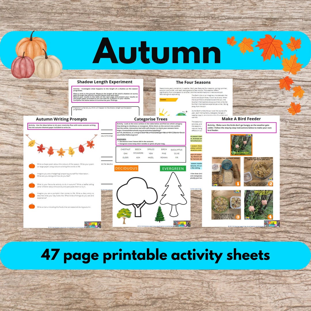 Autumn Activities Printable Nature Unit Study Indoor and Outdoor Fun ...
