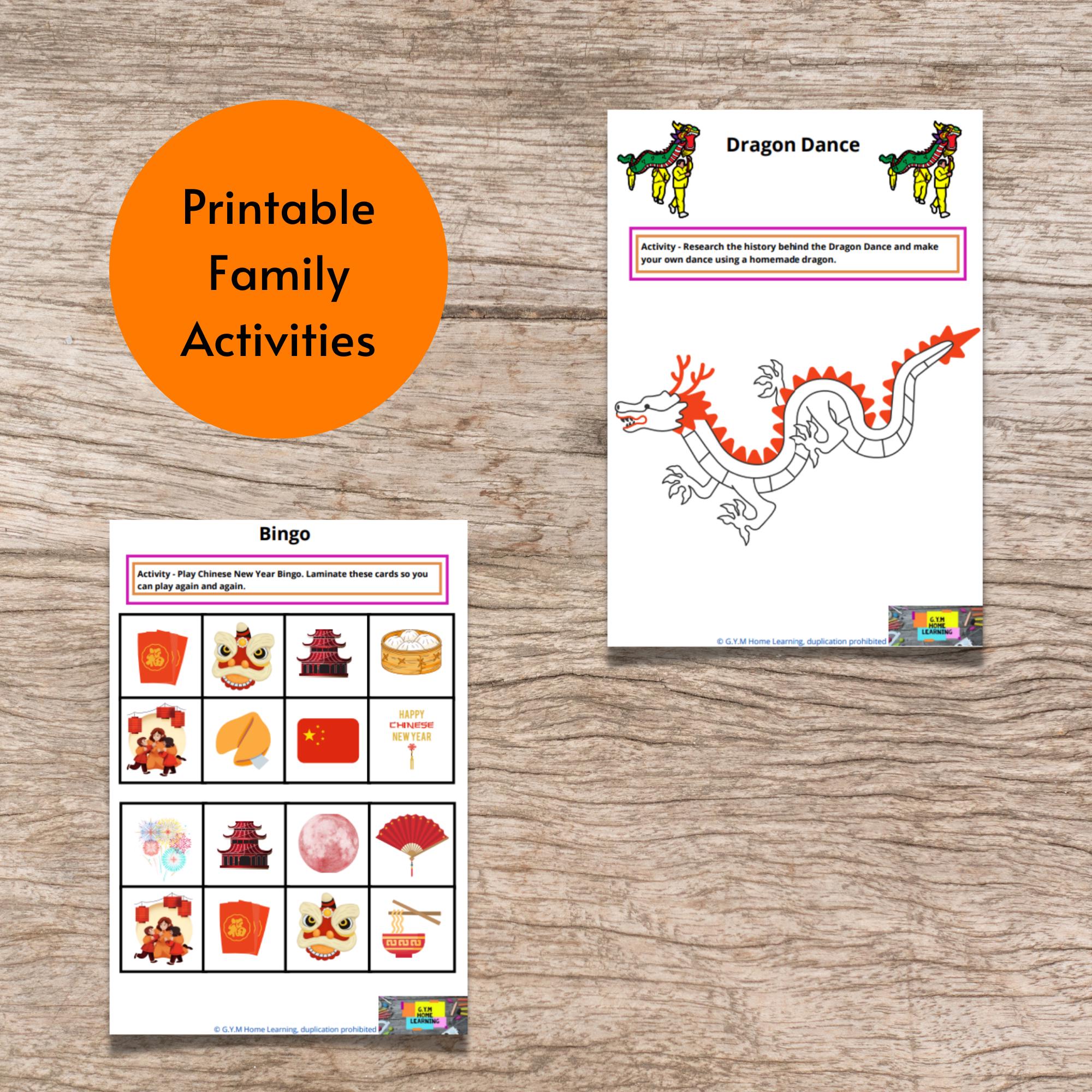 Chinese New Year Worksheets, Digital Printable Lunar New Year Home ...