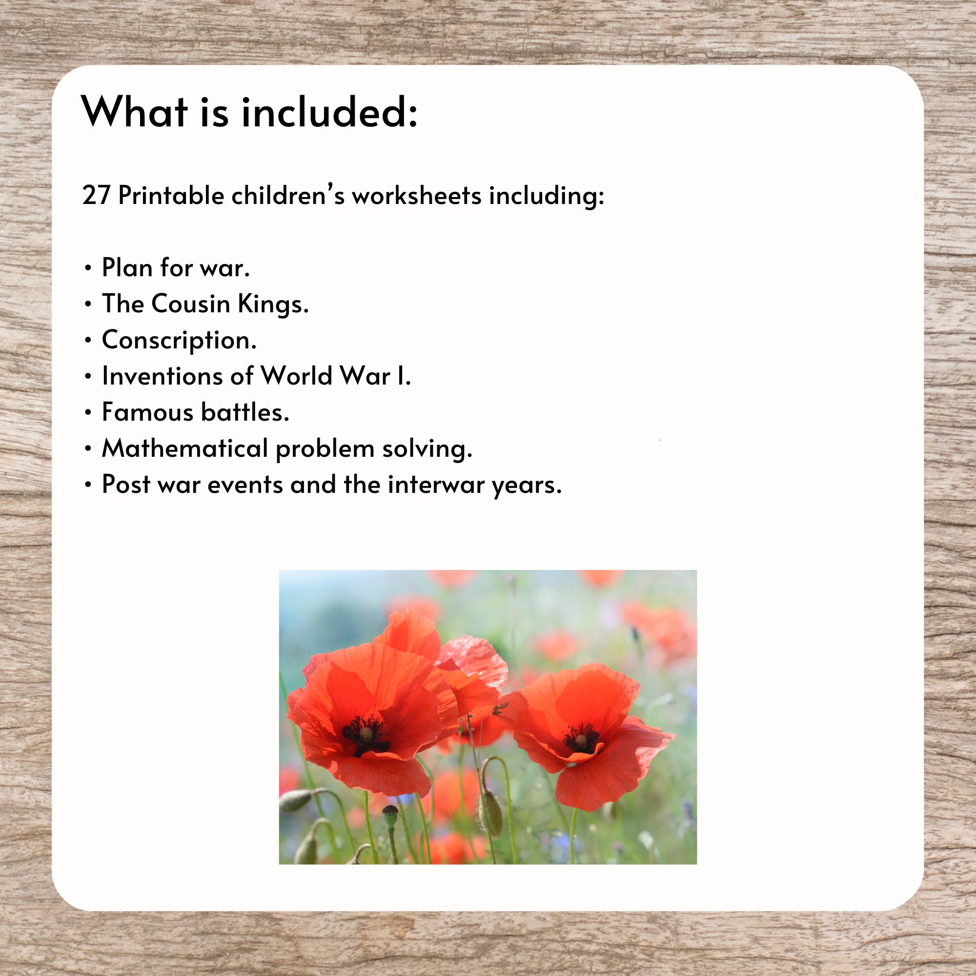 World War I Remembrance Day Study Unit Digital Worksheets and Planing ...