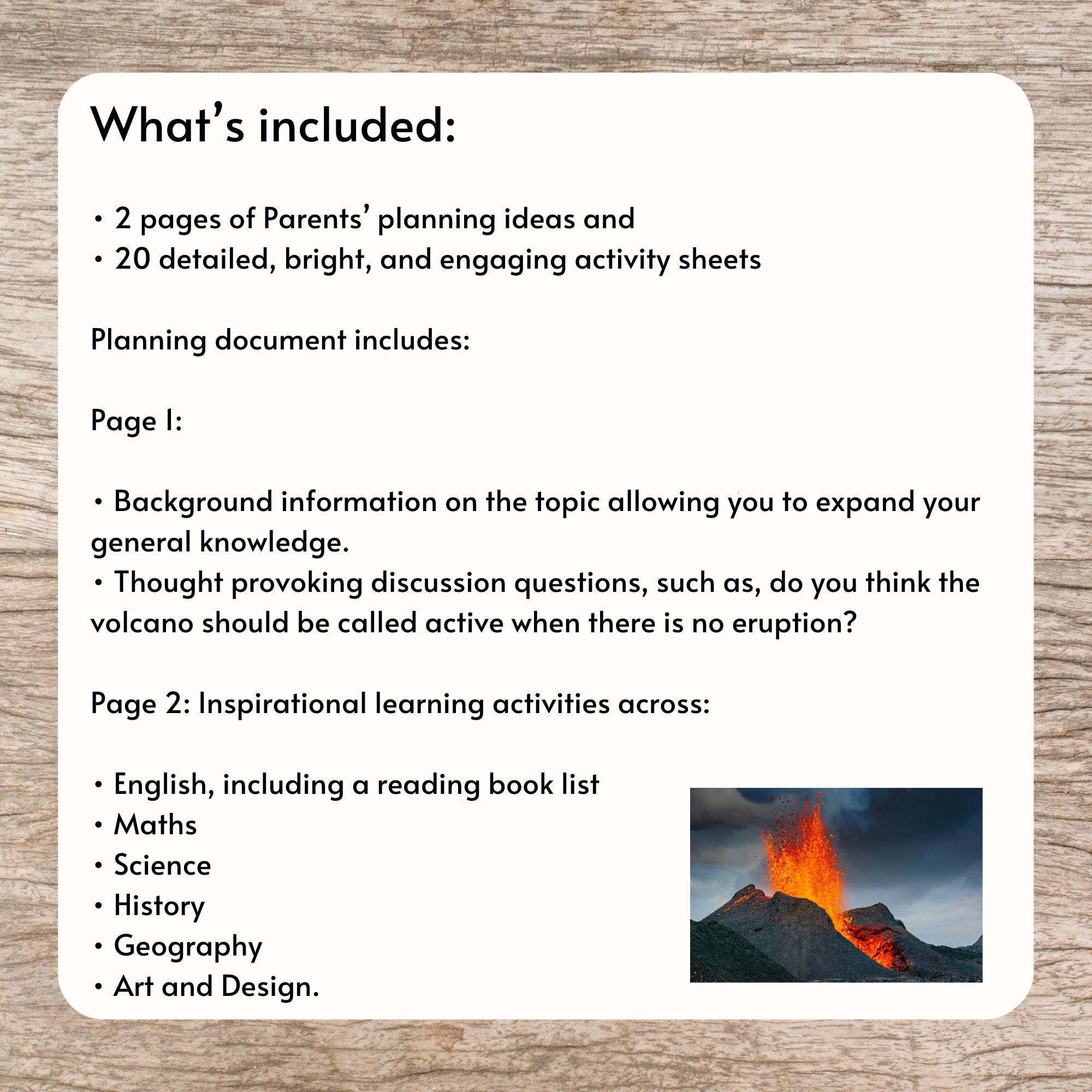 Volcano Worksheets and Planning, Digital Home Education or ...
