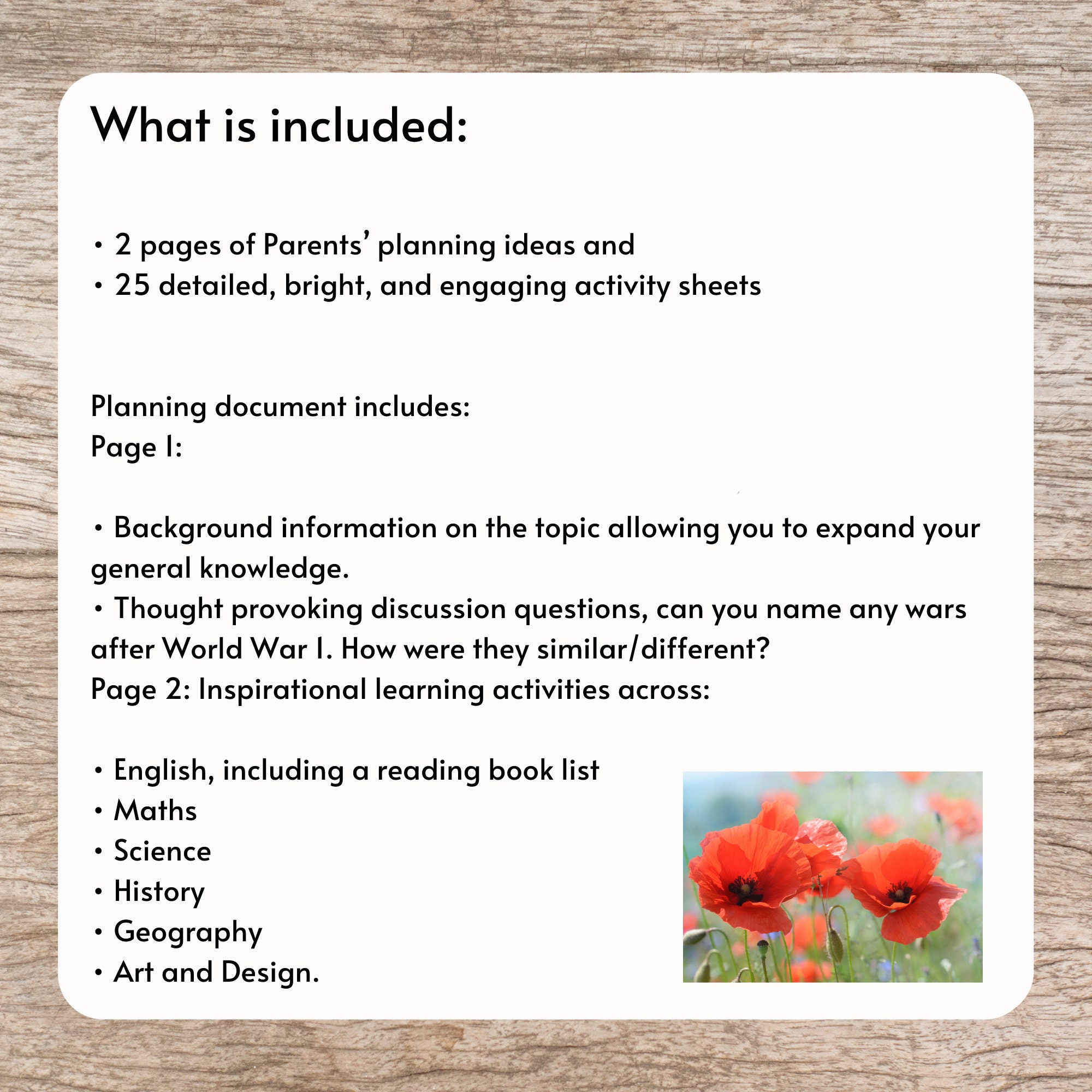 World War I Remembrance Day Study Unit Digital Worksheets and Planing ...