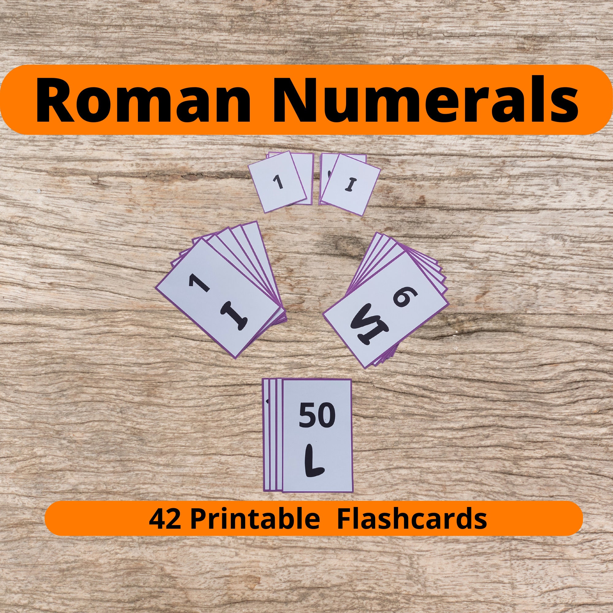 Digital Roman Numeral Flashcards 42 Printable Home Education ...