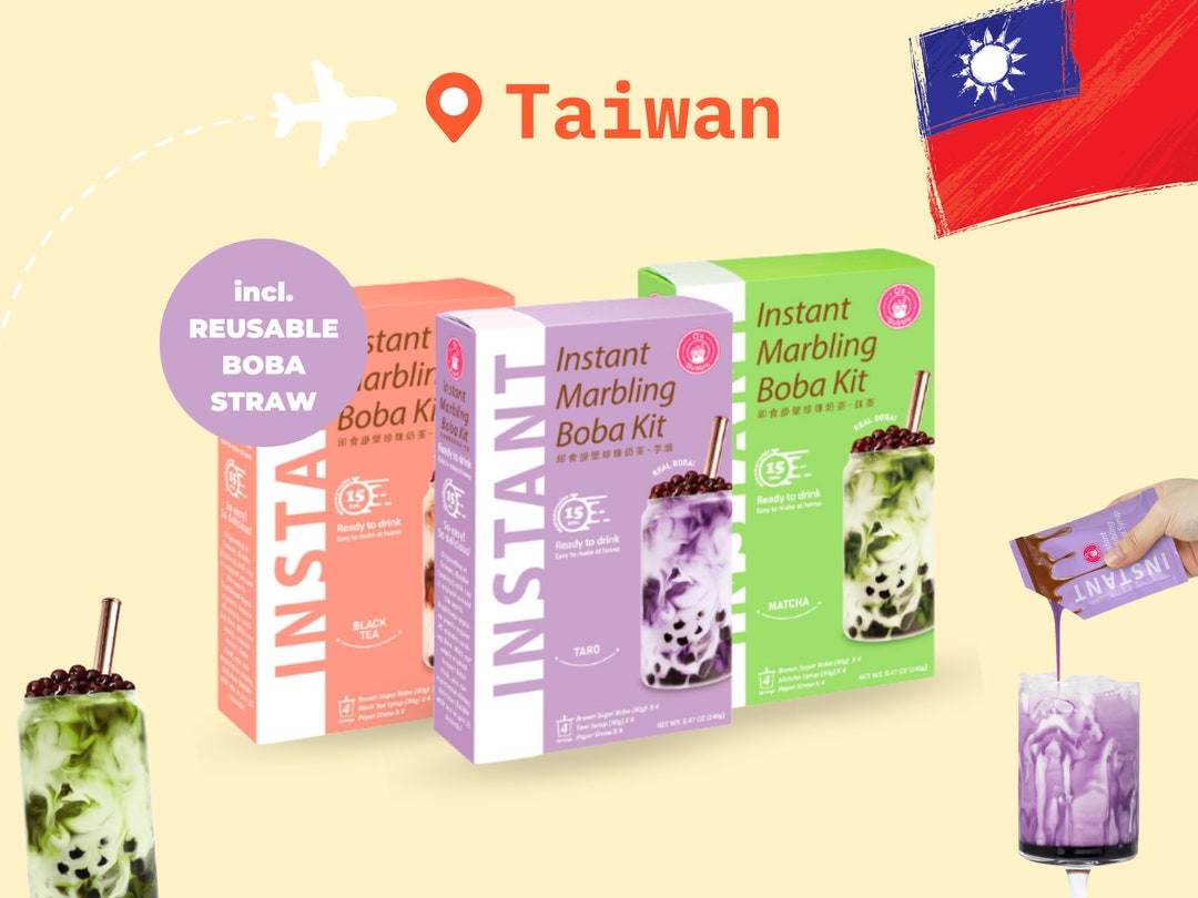 Boba Kit Gift Set 12 Cups 3 Flavor Matcha Taro Black Tea - Etsy