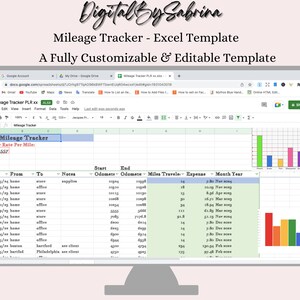 Excel Spreadsheet Template, , Business Mileage Log, Monthly Mileage ...