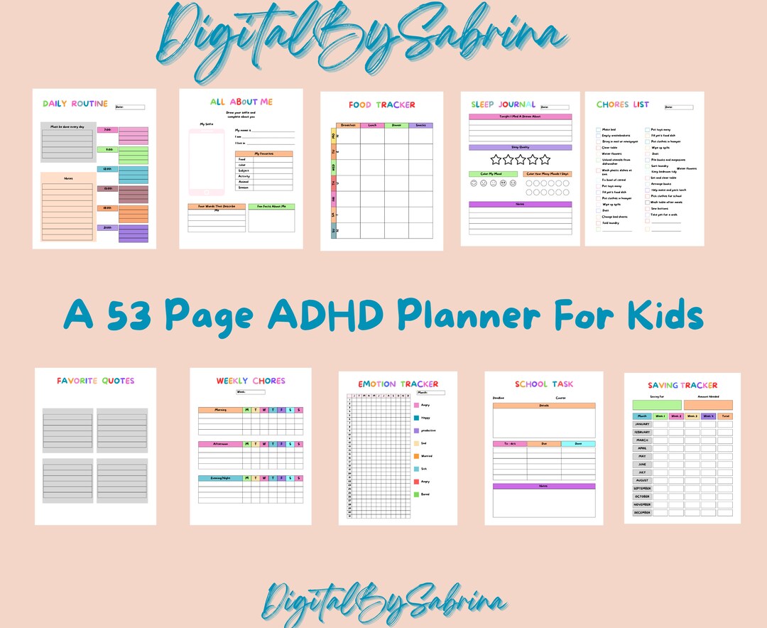 ADHD Planner for Kids, Printable School Planner, Children Journal ...