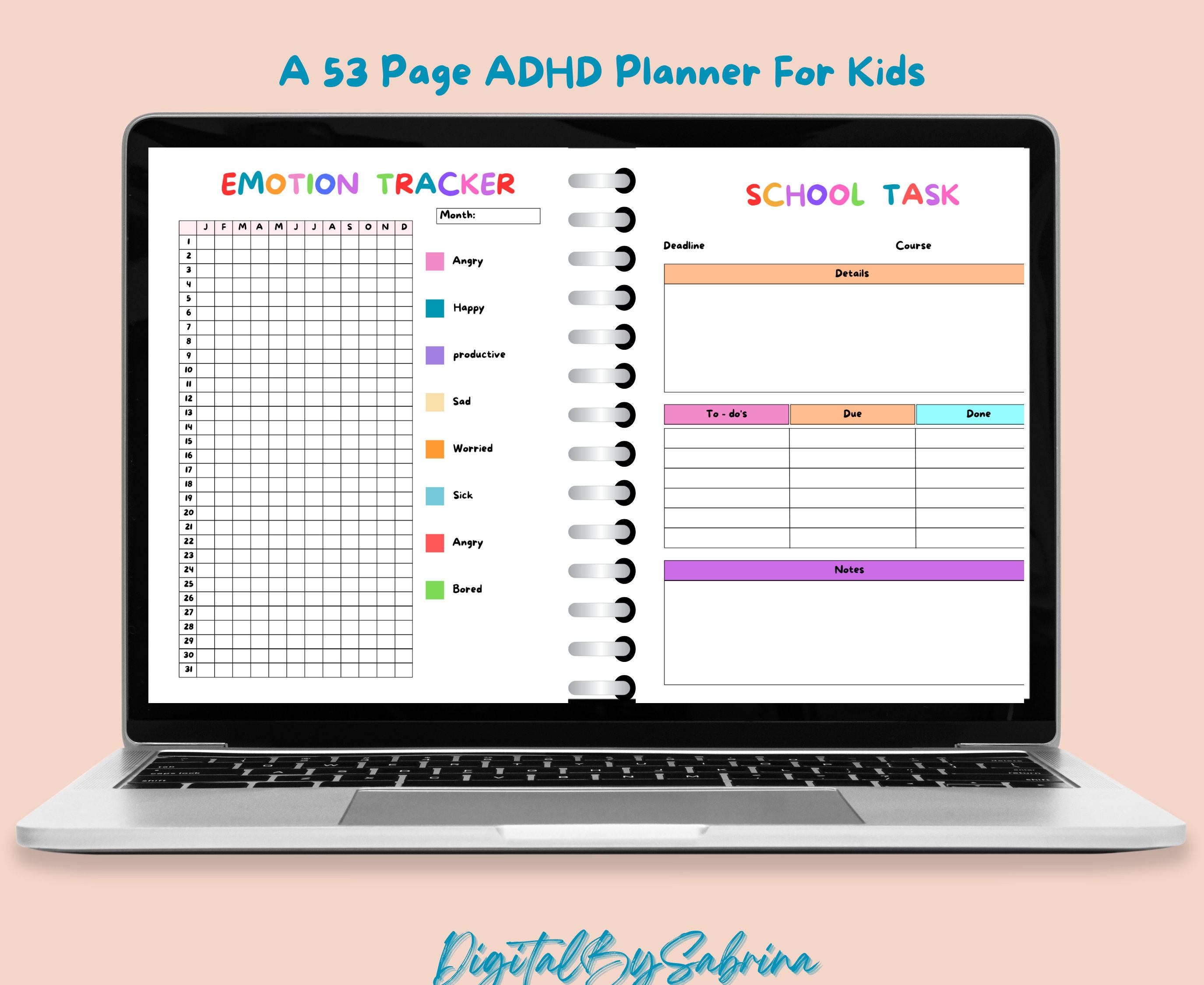 ADHD Planner for Kids, Printable School Planner, Children Journal ...