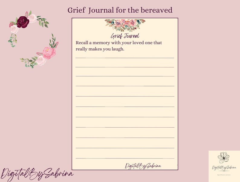Grief Journal With Prompts PRINTABLE Guided Grief Remembrance ...