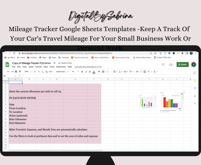 Vehicle Mileage Tracker : Printable Log for Vehicle Miles, Google ...