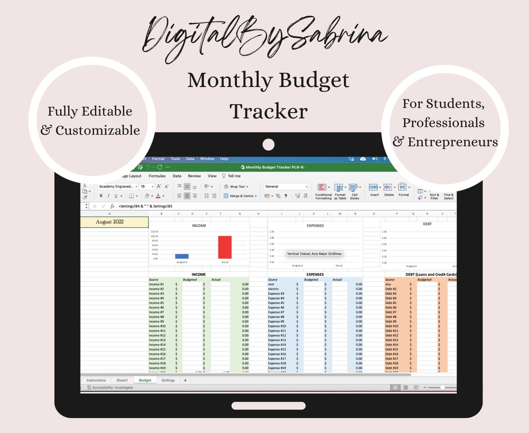 Excel Budget and Finance Tracker | Monthly Budget Template| Budget ...