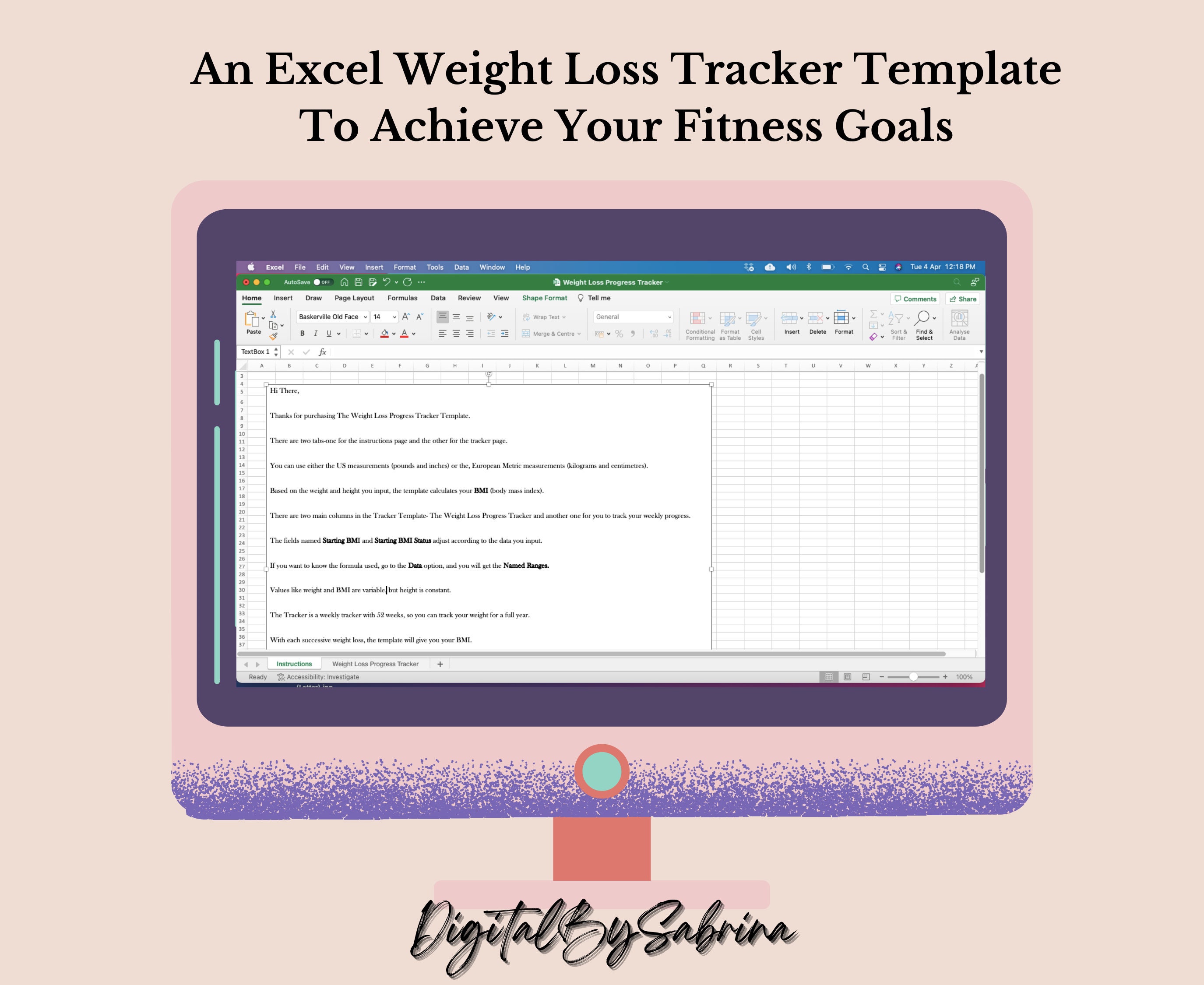 Printable Excel Weight Loss Tracker Personalized Progress Log for ...