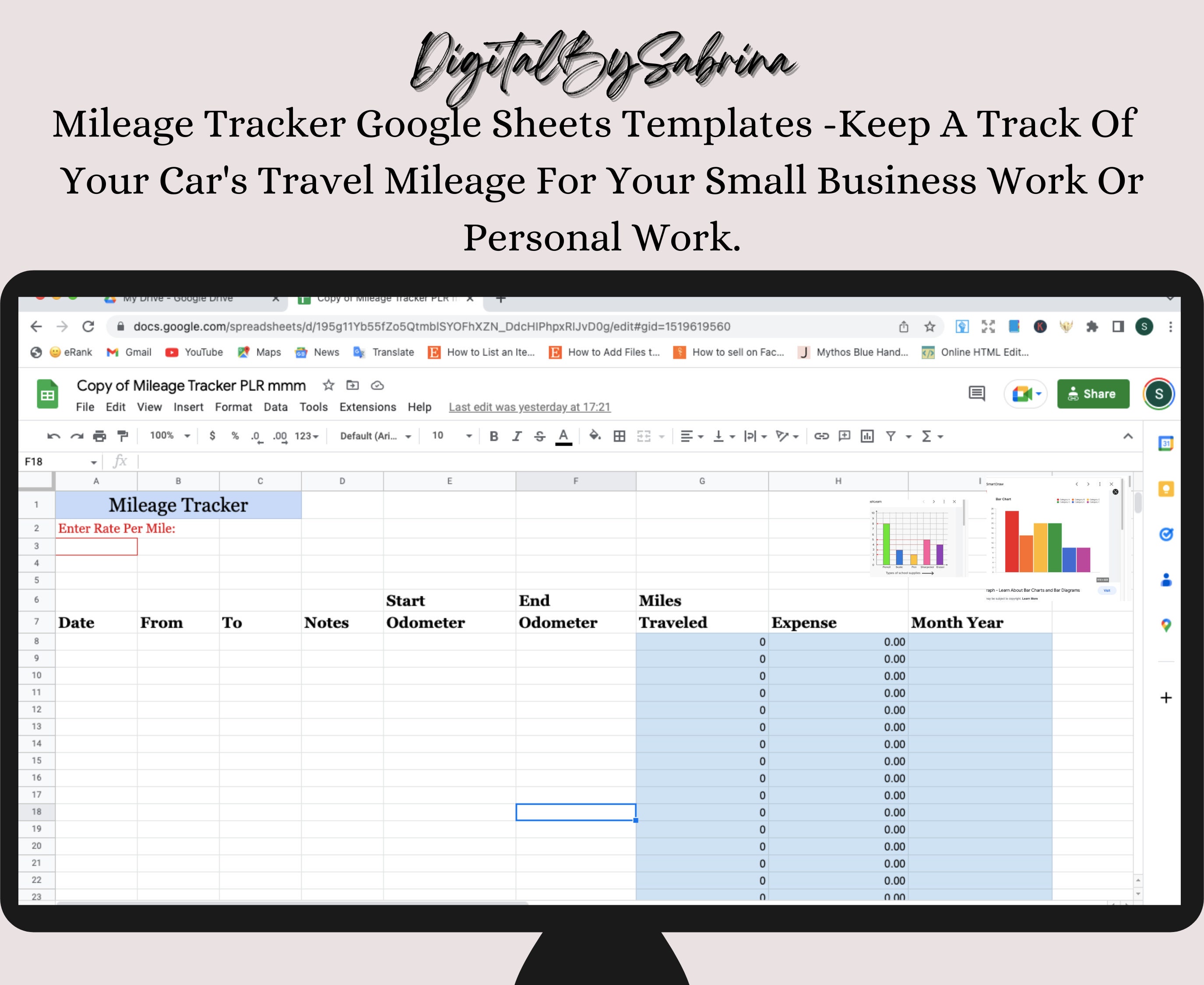 Vehicle Mileage Tracker : Printable Log for Vehicle Miles, Google ...