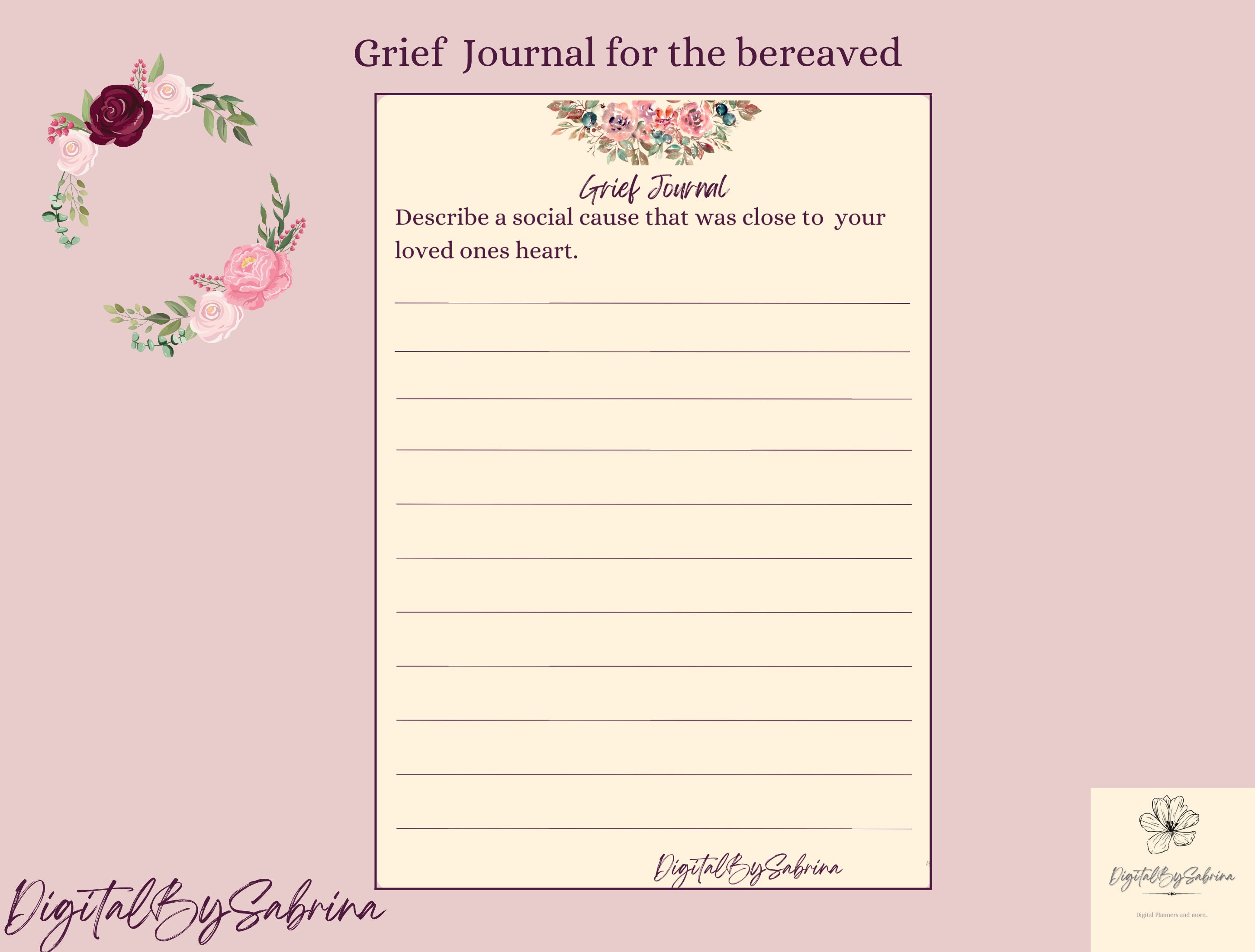 Grief Journal With Prompts PRINTABLE Guided Grief Remembrance ...