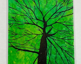 Green Tree Painting | Etsy