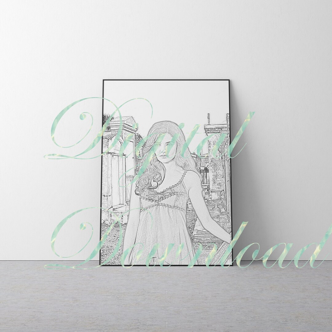 Wall Art Printable of Davina Claire Black and White Drawing - Etsy
