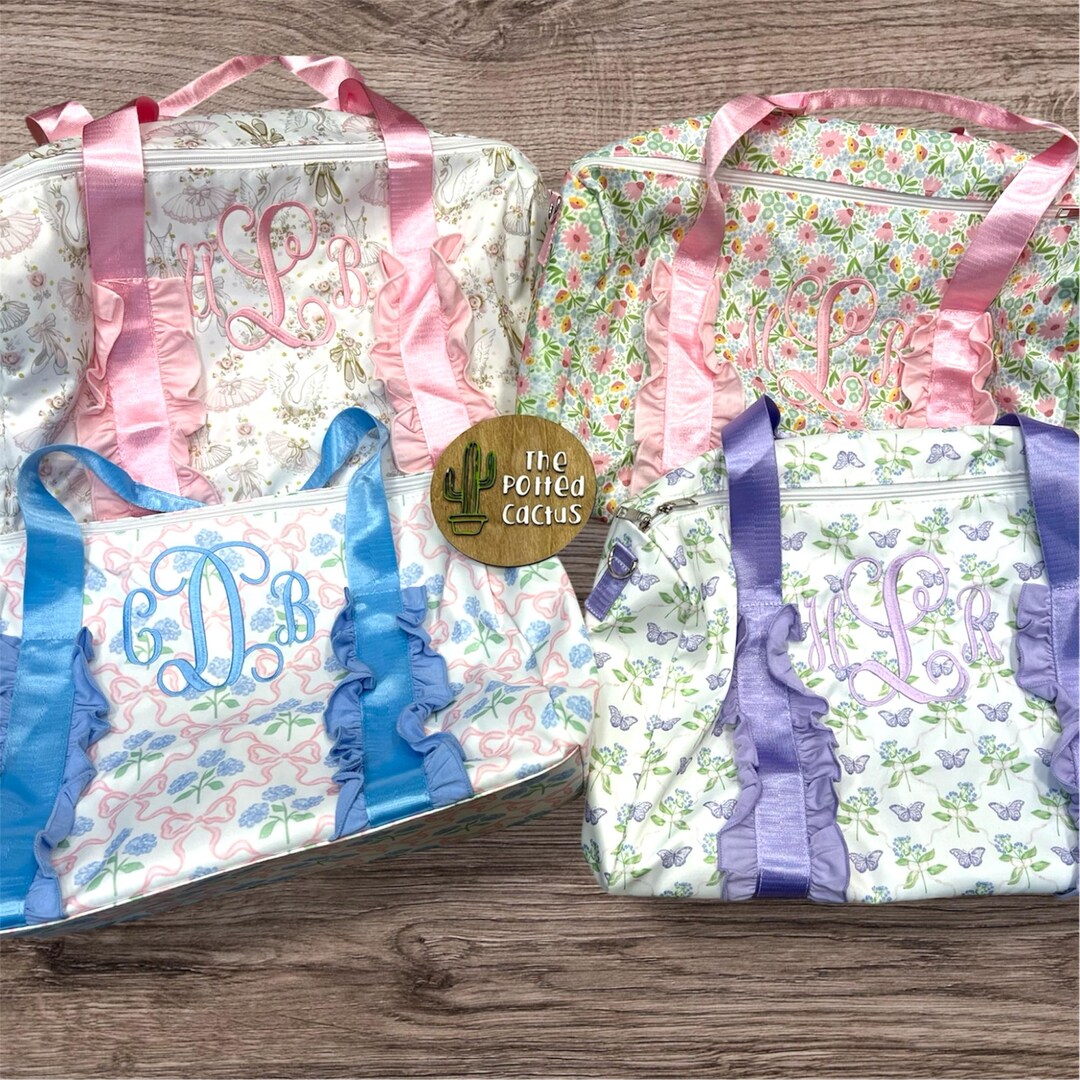 Personalized Embroidered Floral Girls Duffle Bag – Cute & Stylish ...
