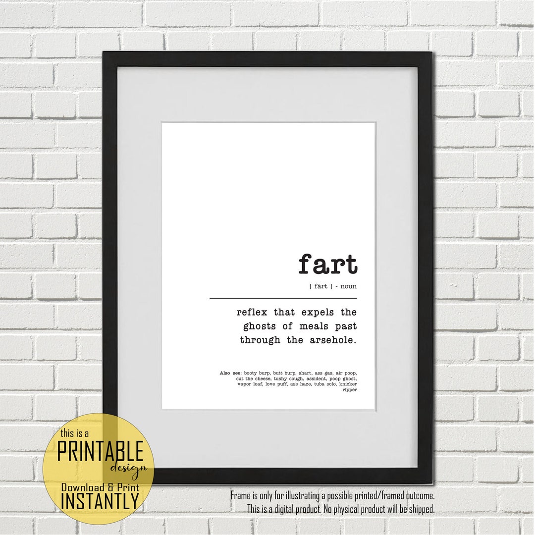 Fart Definition Wall Art Printable Bathroom Wall Art Home - Etsy