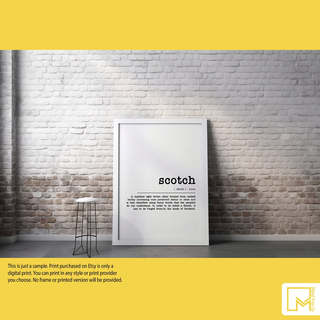 Scotch Definition Wall Art, Printable Bar Wall Art, Home Wall Decor ...