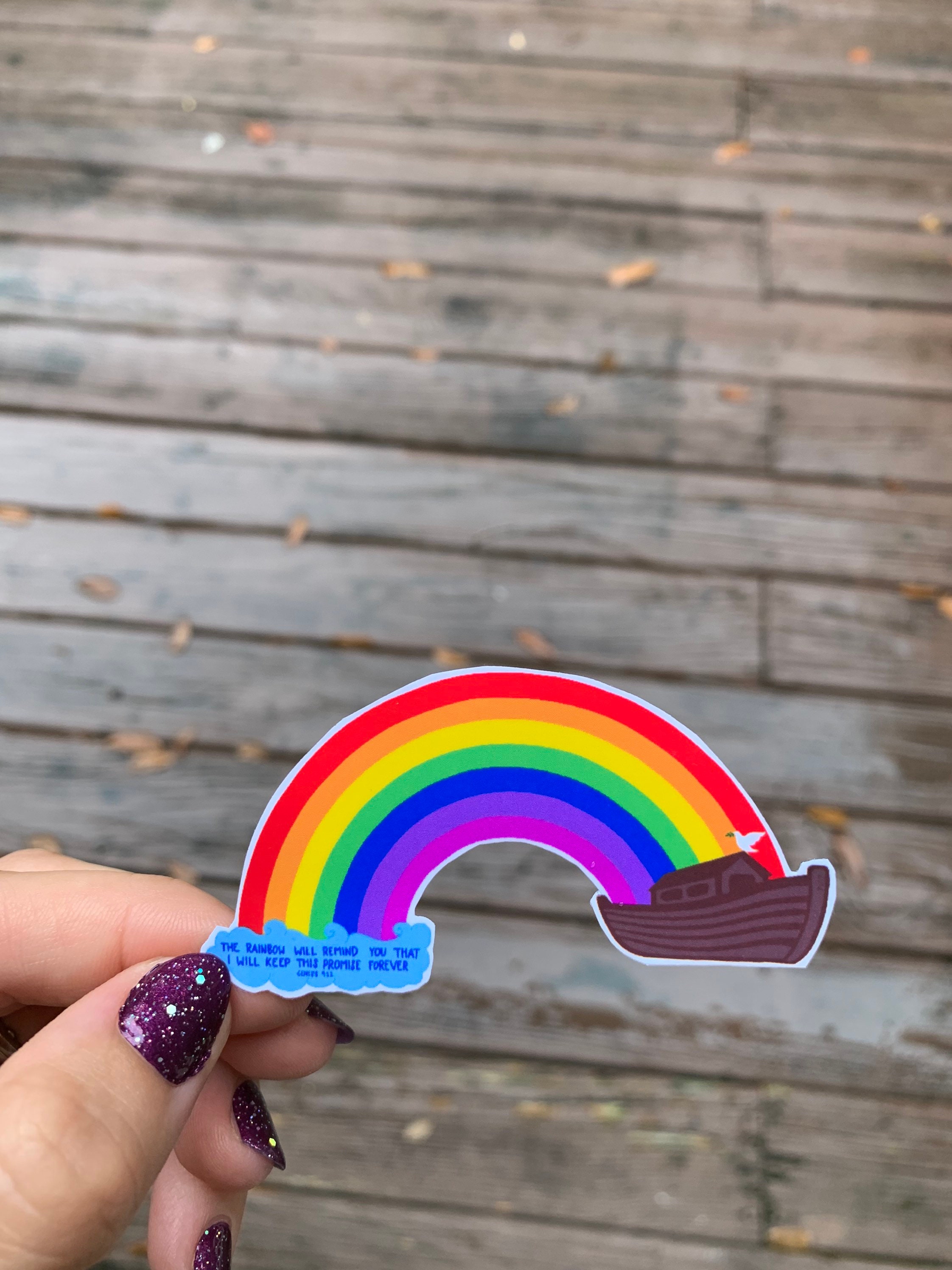 Rainbow Noahs Ark Flood Gods Promise Sticker - Etsy