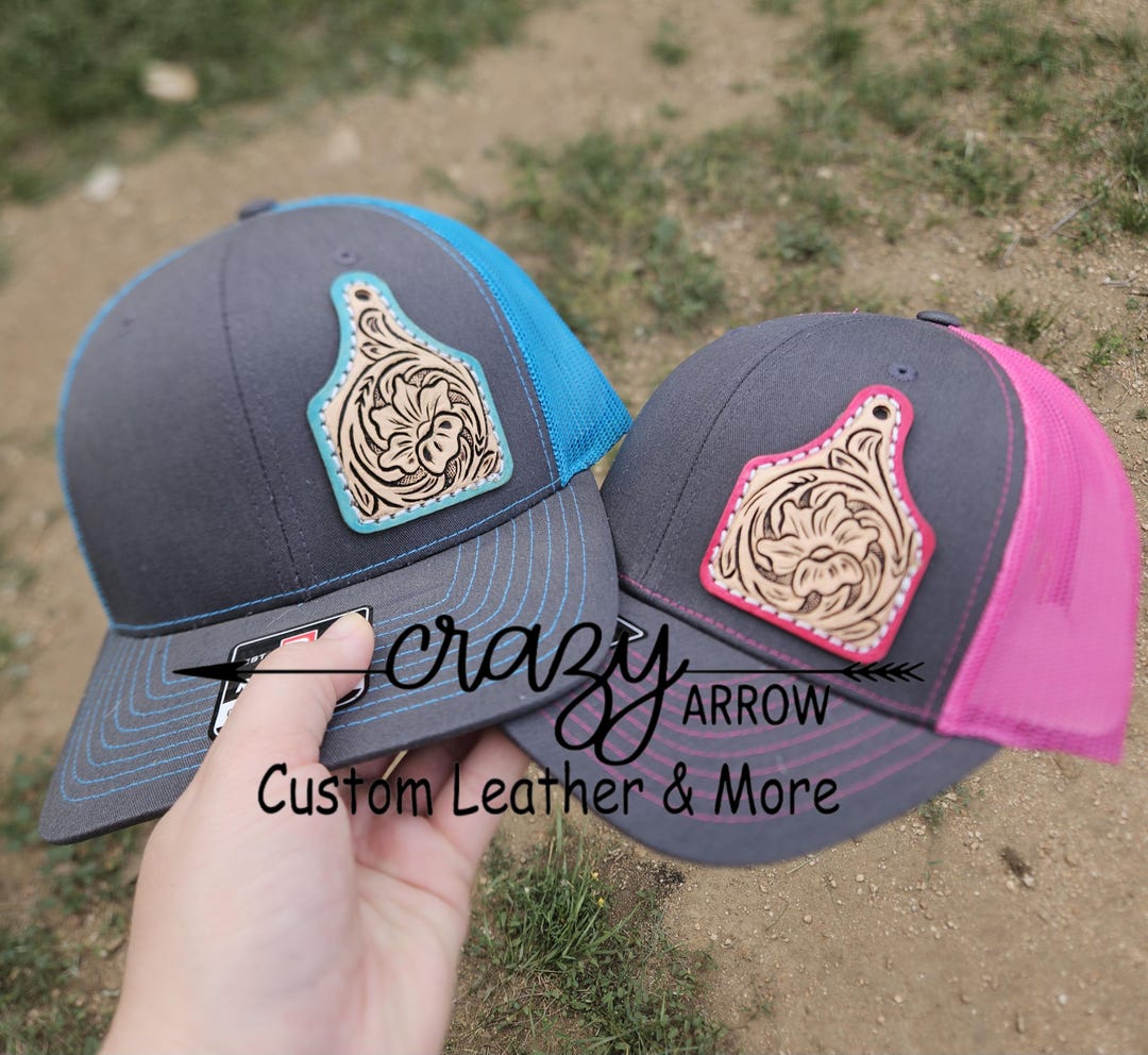 Ready to Ship Tooled Leather Floral Cow Tag Hat - Etsy