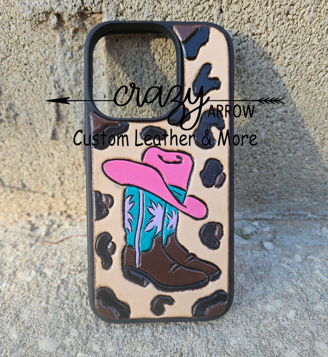 Tooled Leather Phone Case Ready to Ship - Etsy