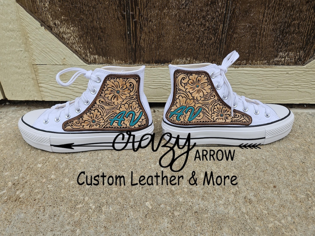 Floral Tooled Custom Hi Tops - Etsy