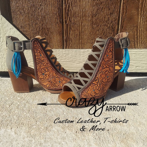 Western Tooled Heels Wedding Shoes - Etsy