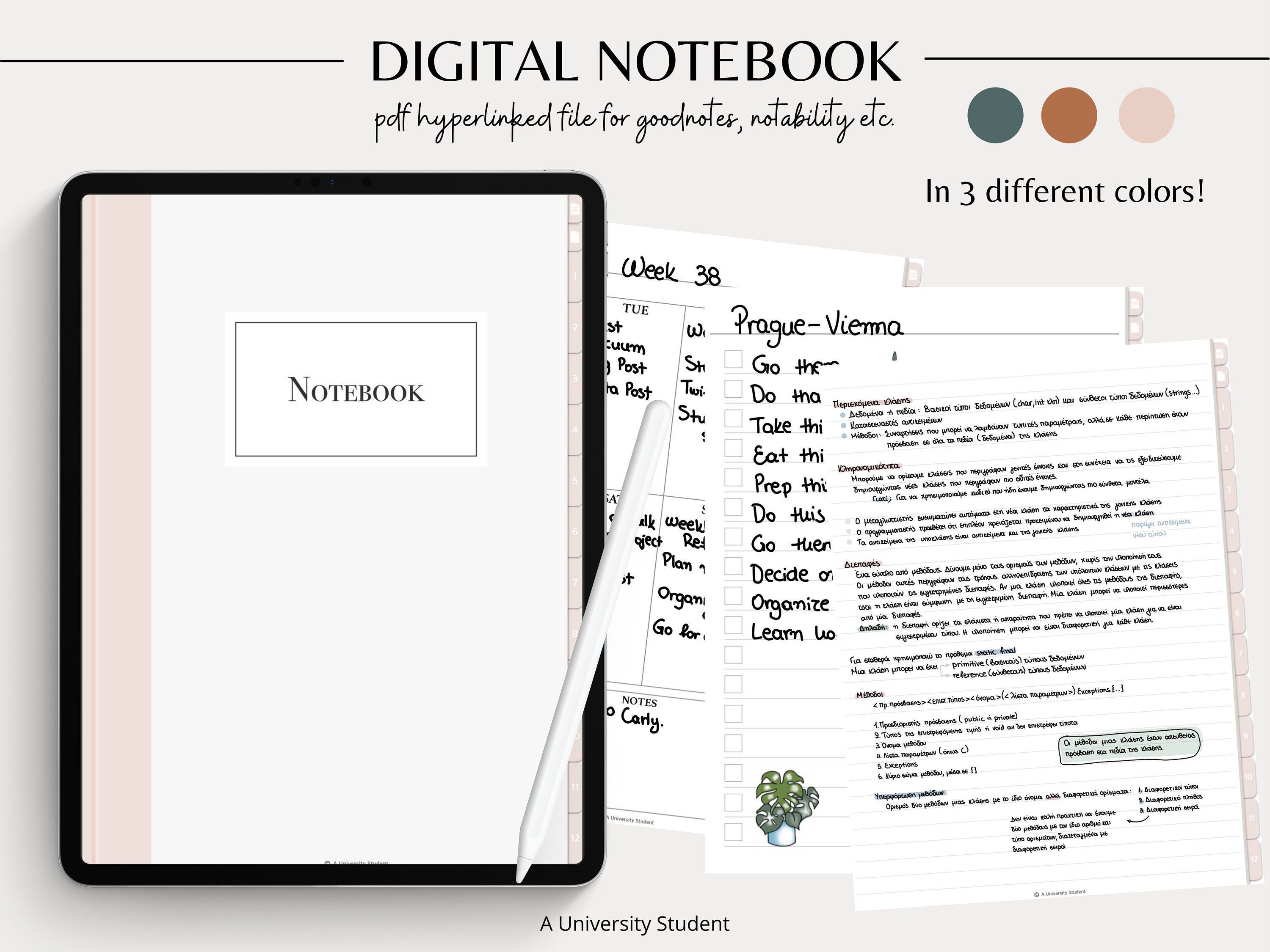Digital Notebook 12 Hyperlinked Tabs for Goodnotes Notability - Digital ...