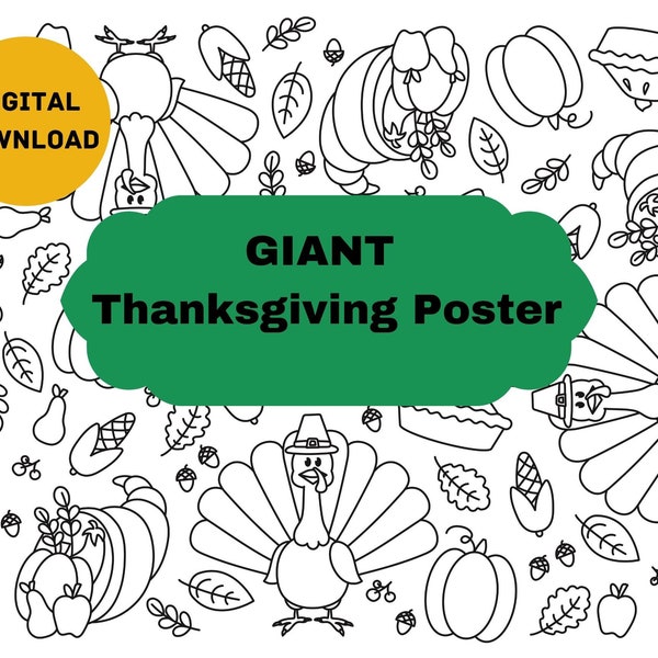 Giant Thanksgiving Coloring Poster - Etsy