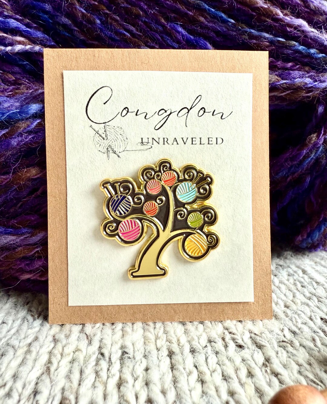 Whimsical Little Yarn Tree Pin, Badge, Brooch for Knitting and Crochet ...