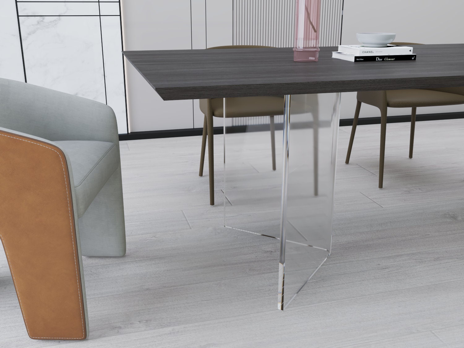 Clear Lucite Table Base / Dining Table Base /acrylic Table Bases set of ...