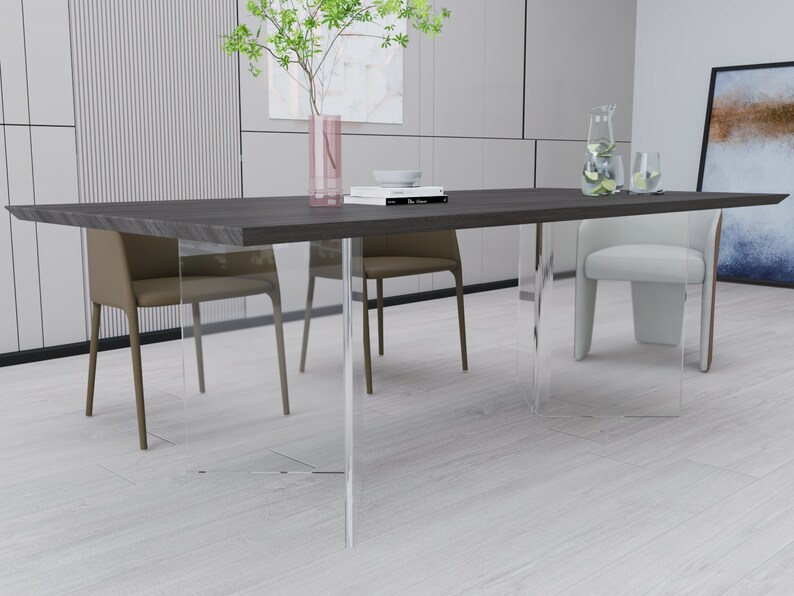 Clear Lucite Table Base / Dining Table Base /acrylic Table Bases set of ...