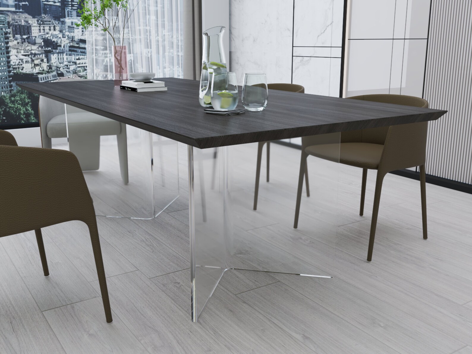 Clear Lucite Table Base / Dining Table Base /acrylic Table Bases set of ...