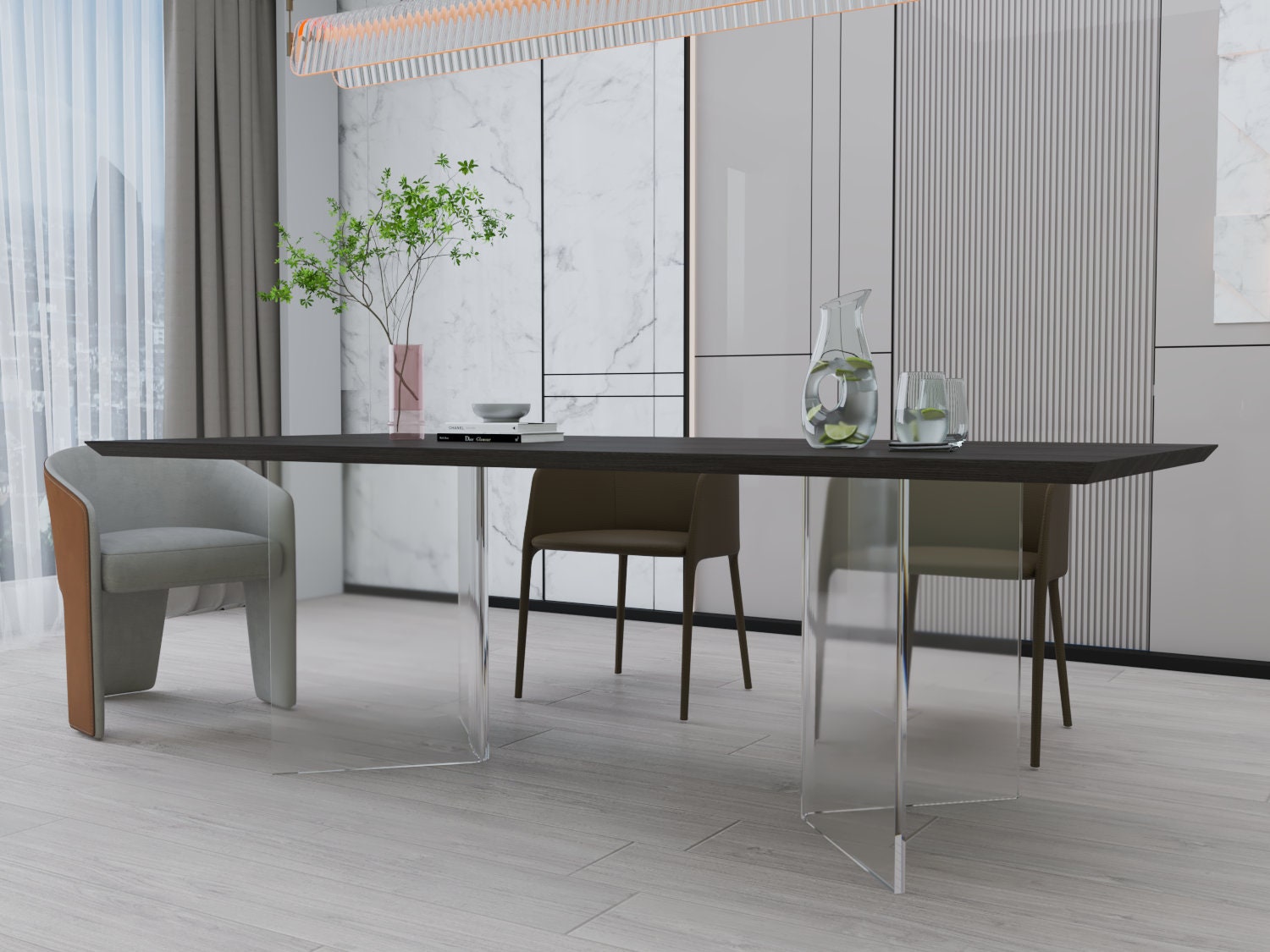 Clear Lucite Table Base / Dining Table Base /acrylic Table Bases set of ...