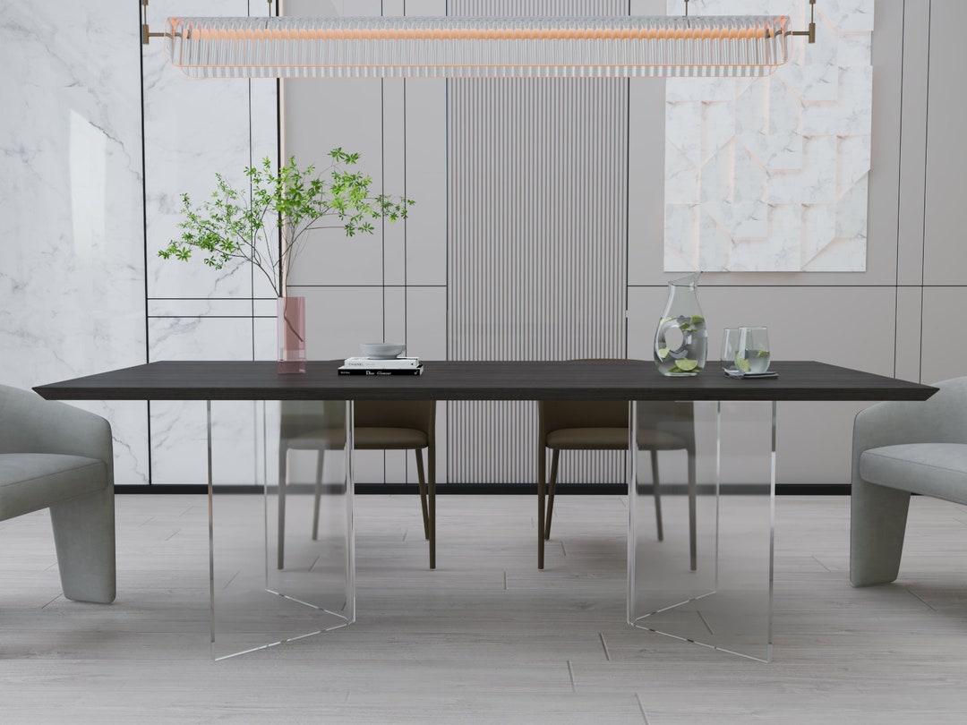 Clear Lucite Table Base / Dining Table Base /acrylic Table Bases set of ...