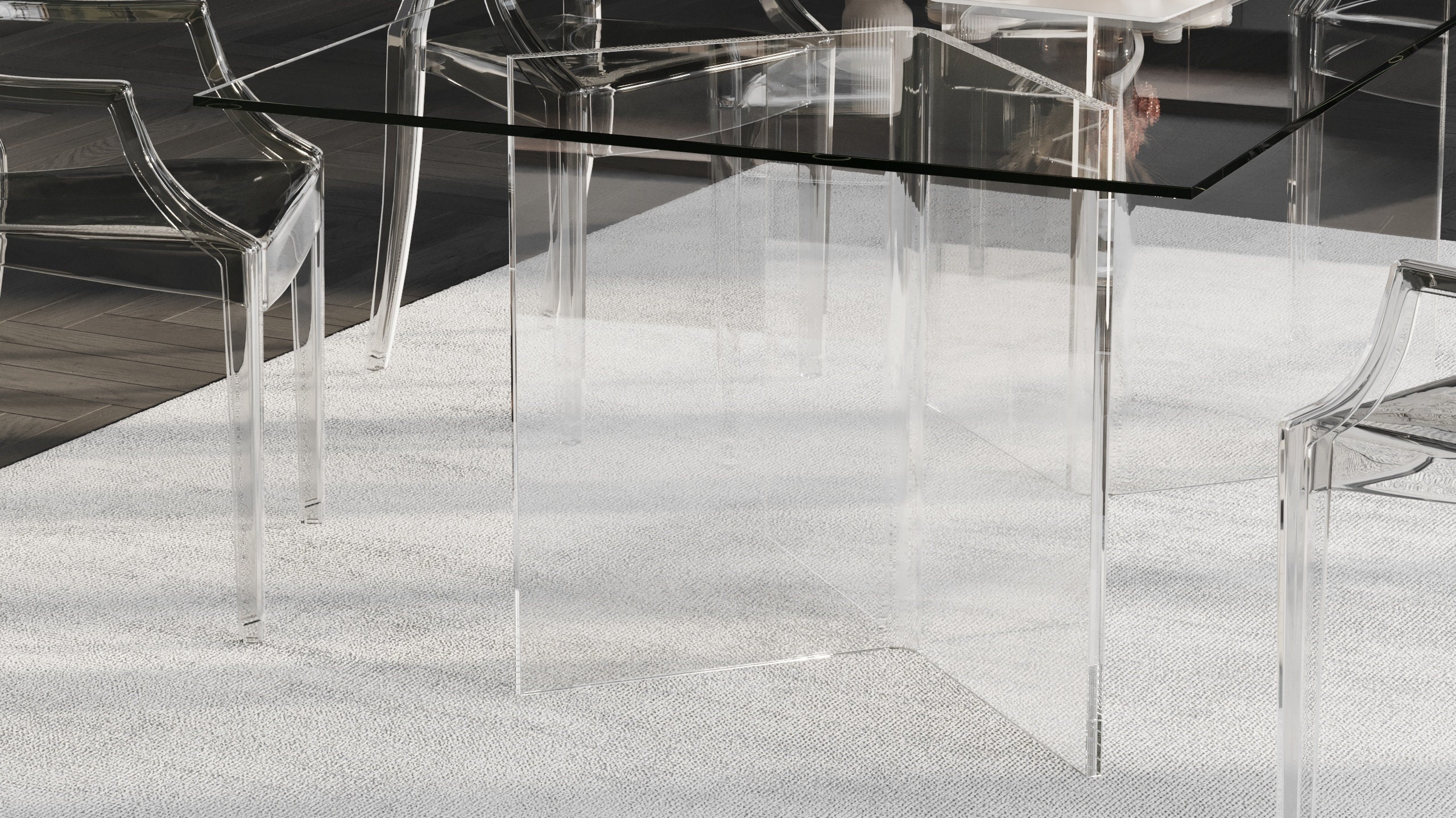 Lucite Table Base for Glass Top / Dining Table Base / Table Base set of ...