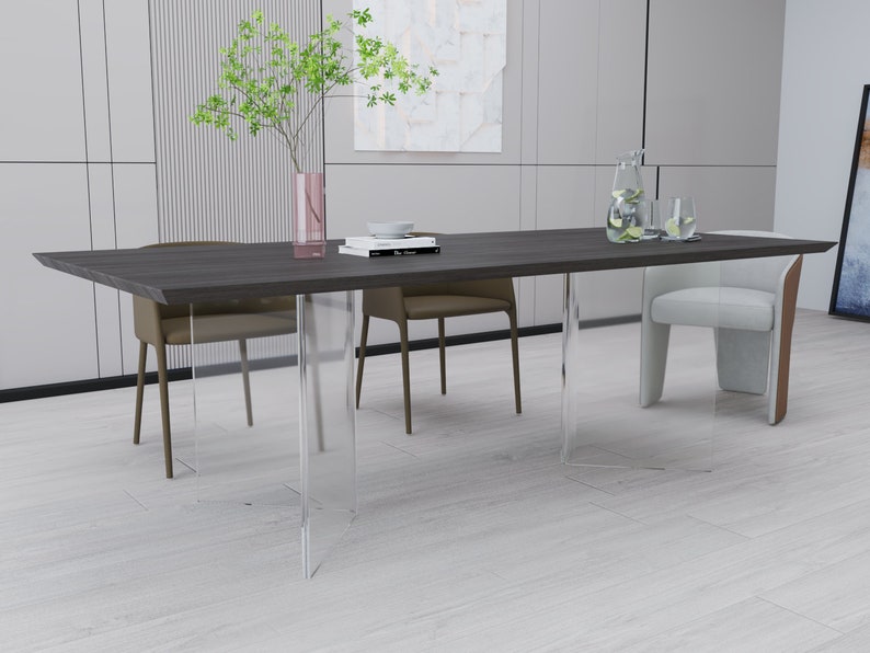 Clear Lucite Table Base / Dining Table Base /acrylic Table Bases set of ...