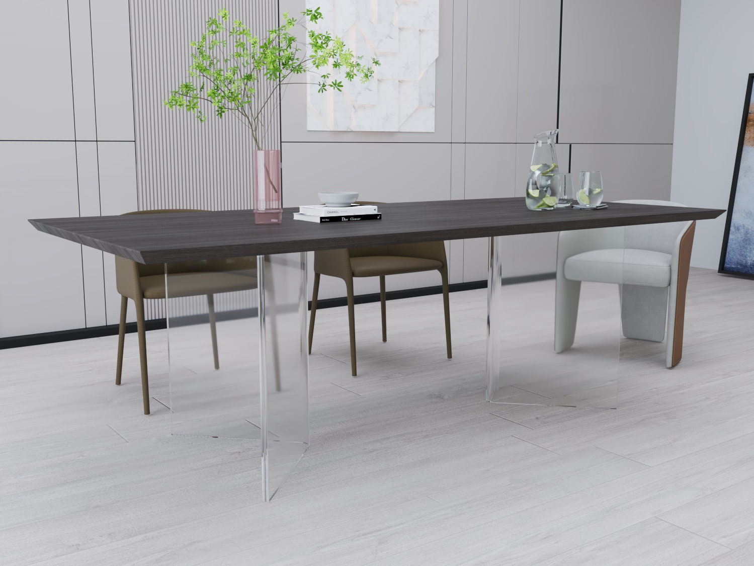 Clear Lucite Table Base / Dining Table Base /acrylic Table Bases set of ...