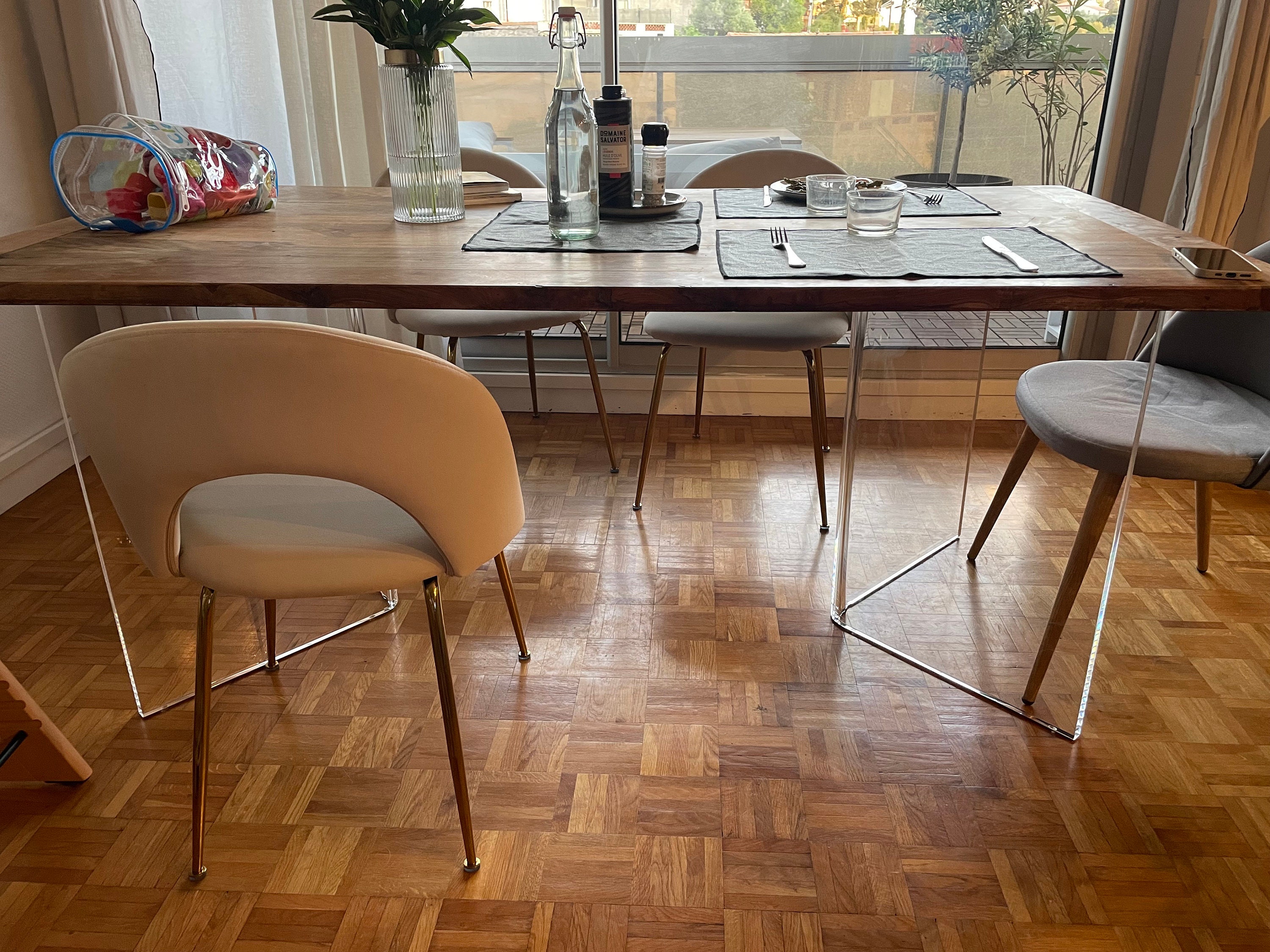 Clear Lucite Table Base / Dining Table Base /acrylic Table Bases set of ...