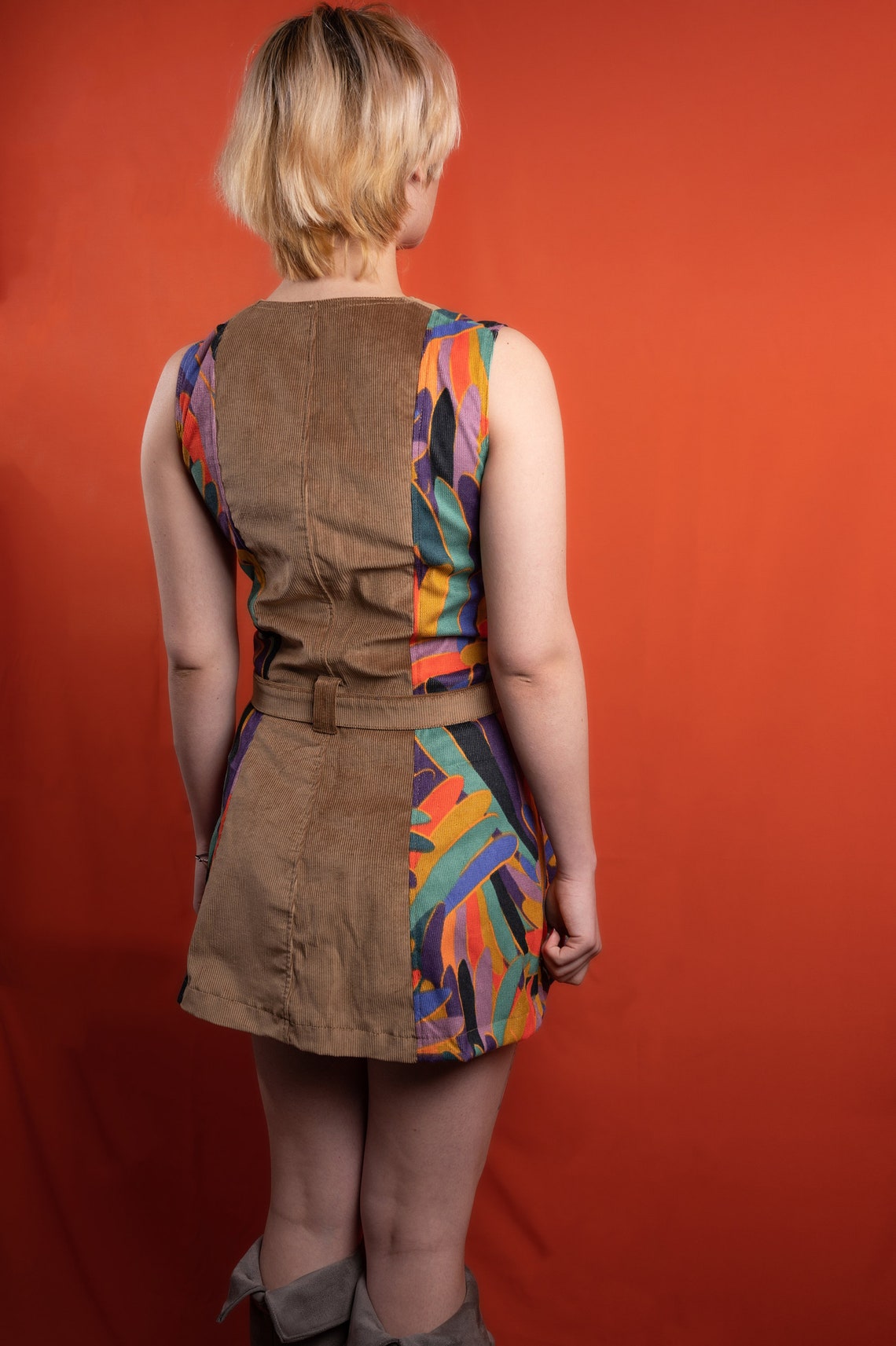 60s Style Corduroy Go Go Mini Dress Mod Mini Dress Zipper - Etsy