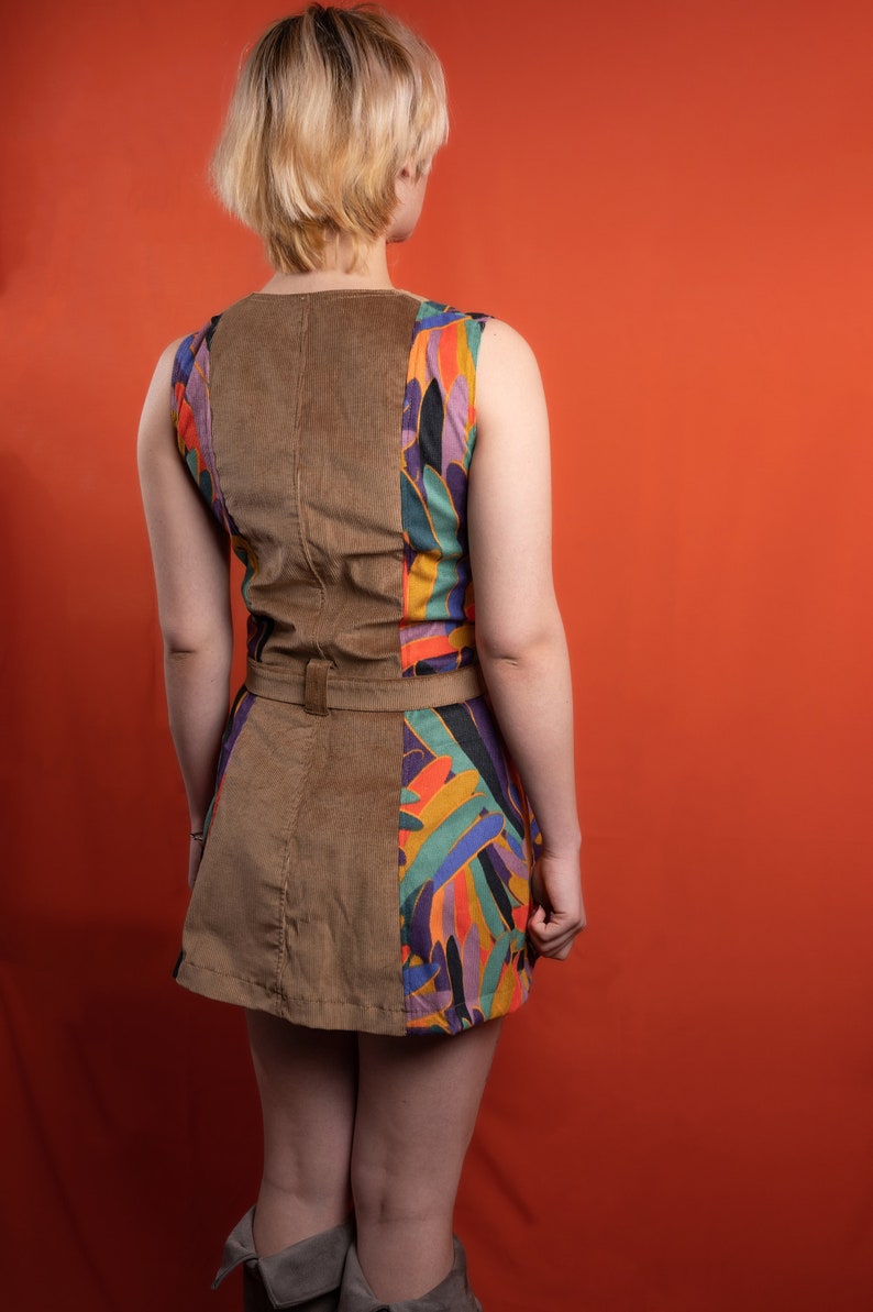 60s Style Corduroy Go Go Mini Dress Mod Mini Dress Zipper - Etsy