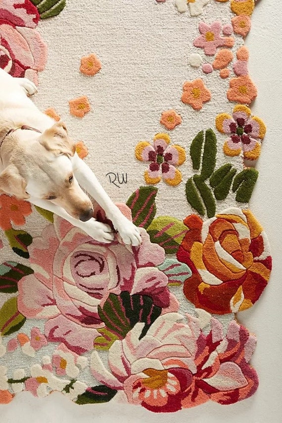 New Authentic Multi Colored Floral Rug 100% Woolen Anti Skid - Etsy
