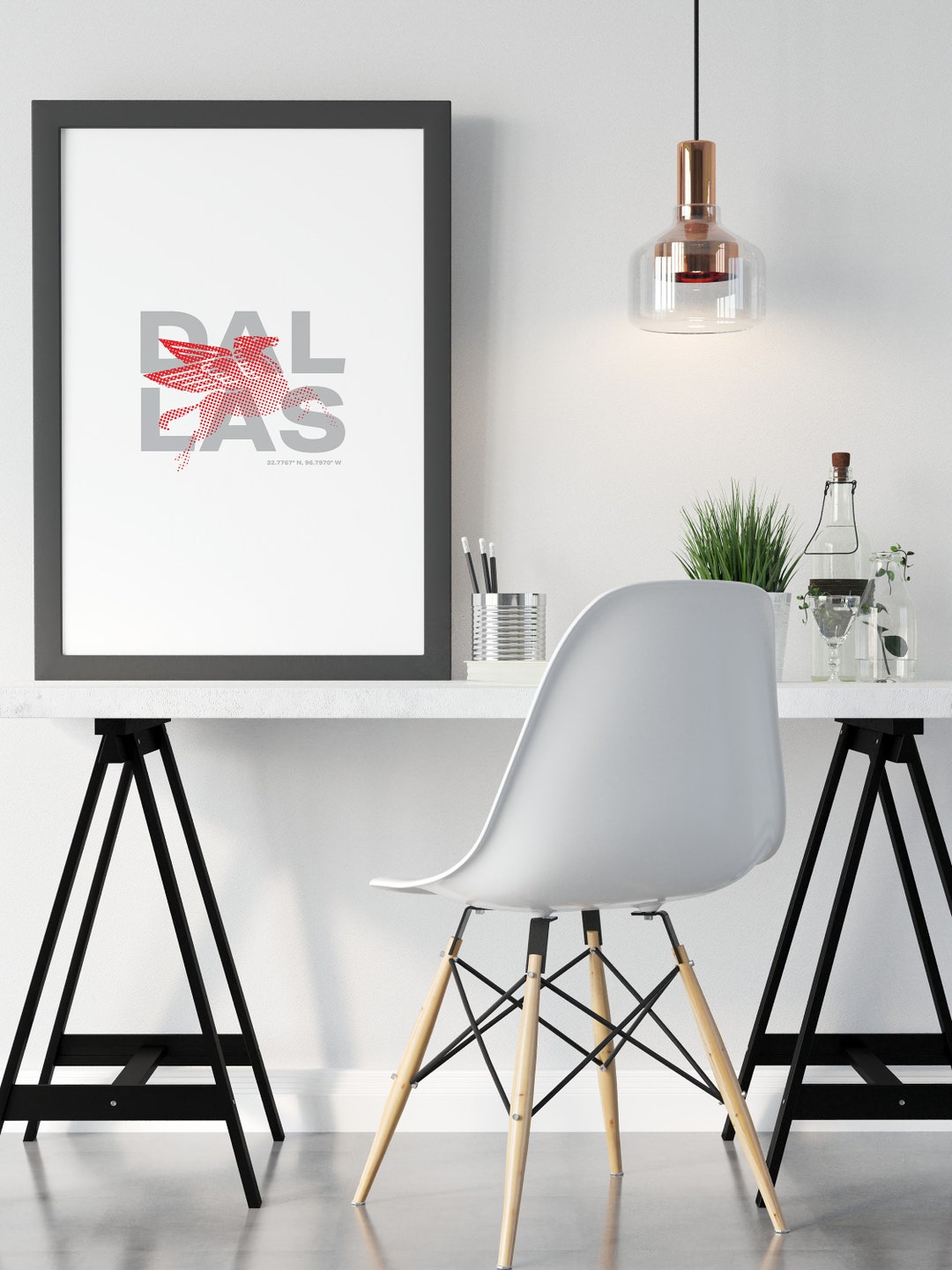 Dallas Block Text in Gray With Pegasus Art - Etsy