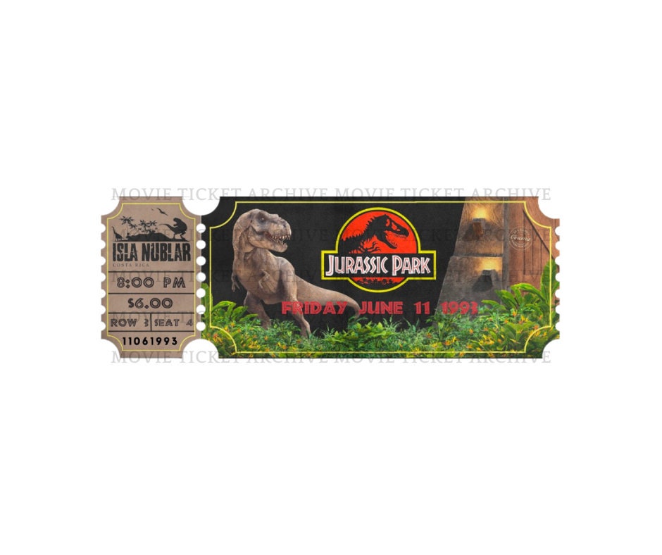 Jurassic Park Movie Ticket - Etsy