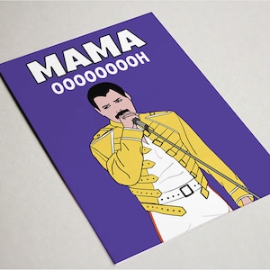 Queen Mama Oooh Funny Birthday Card for Mum Freddie Mercury Music Card ...