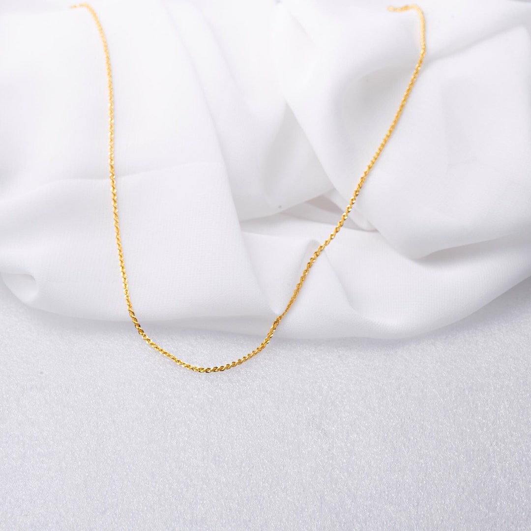 14K Gold Rope Chain Necklace 45cm Gold Chain 14K Real Gold - Etsy