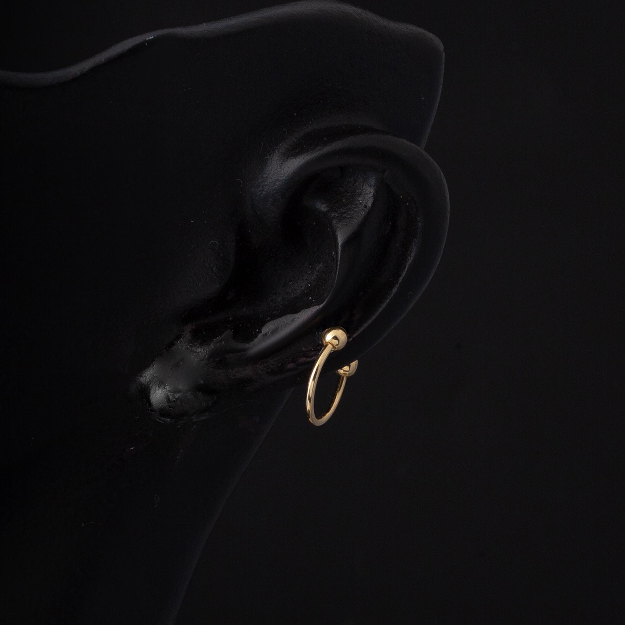14K Gold Double Ball Nose Hoop Ring Nose Jewelry, Nose Hoop Ring, Half ...