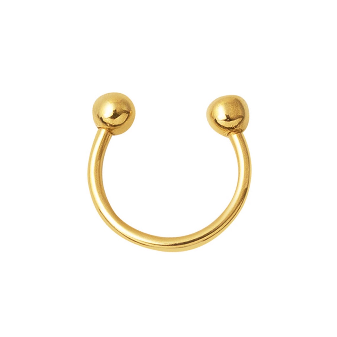 14K Gold Double Ball Nose Hoop Ring Nose Jewelry, Nose Hoop Ring, Half ...