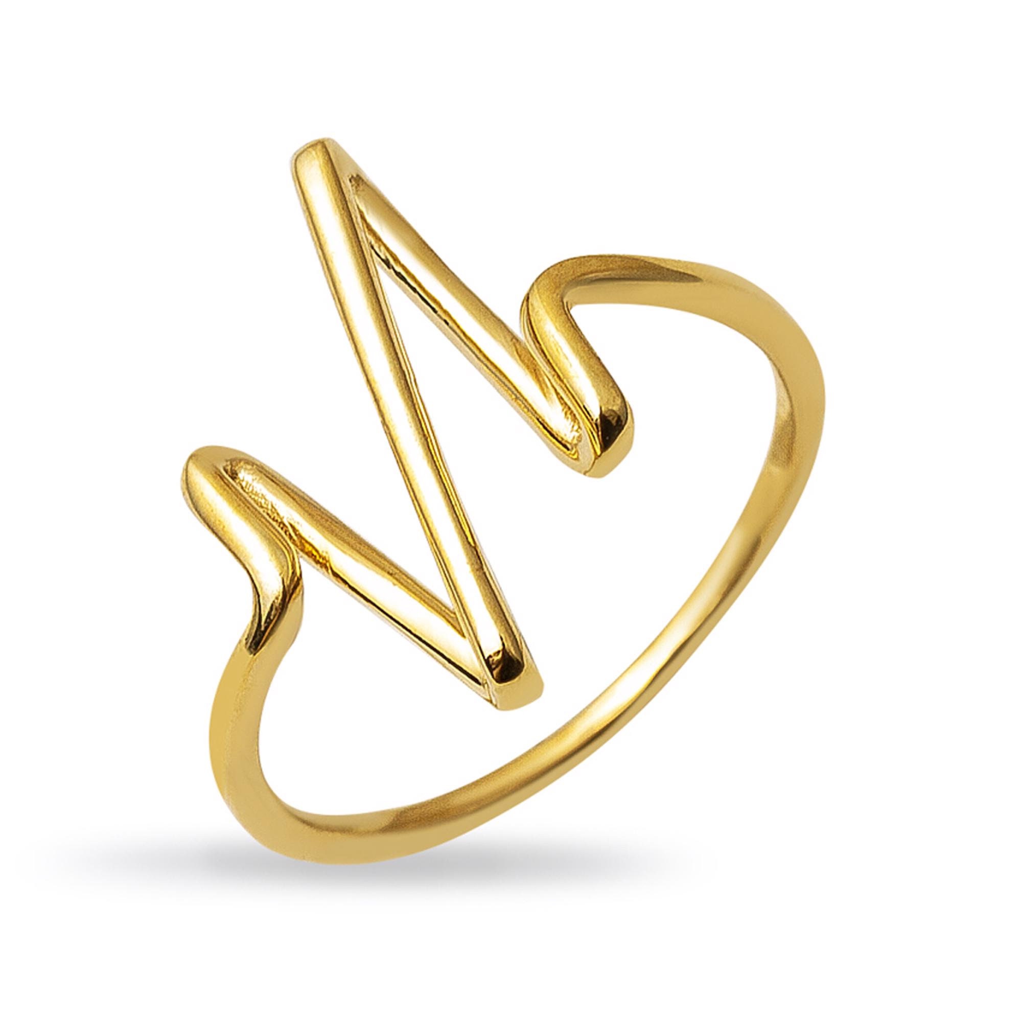 14K Gold Heartbeat Ring, Lifeline Pulse Ring, Minimalist Heartbeat Ring ...